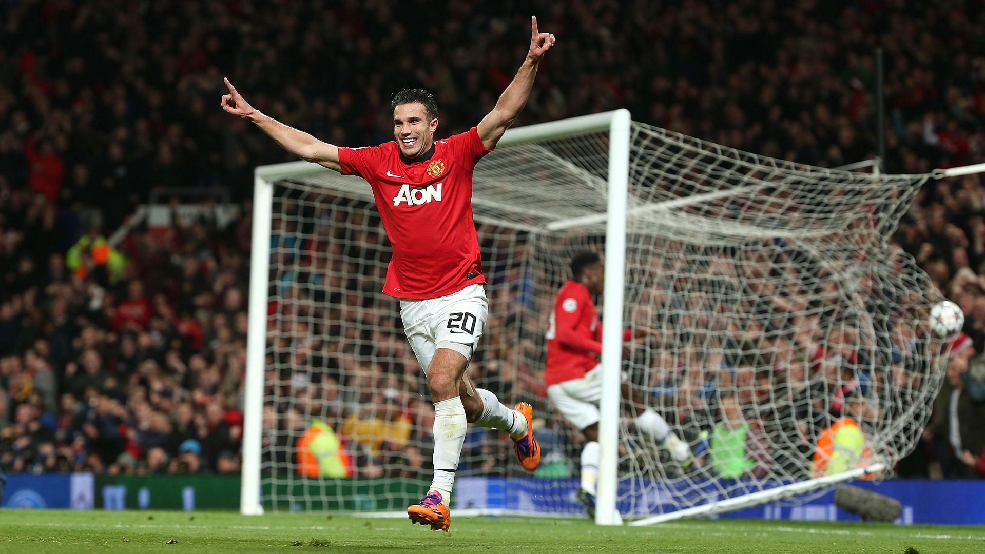 Champions League hat trick Robin van Persie v Olympiacos 19 March 2014 ...