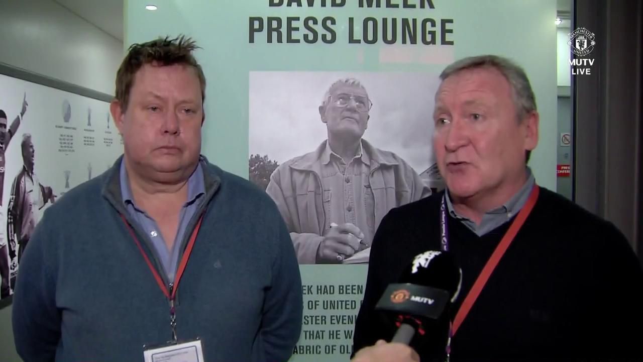 Steve Bates and Neil Custis on David Meek outside press lounge at Old ...