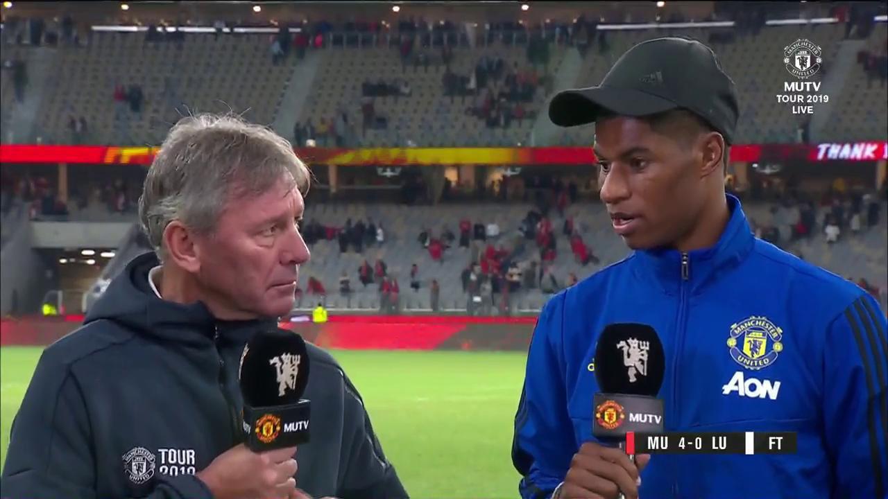 Marcus Rashford interview after United 4 Leeds 0 | Manchester United