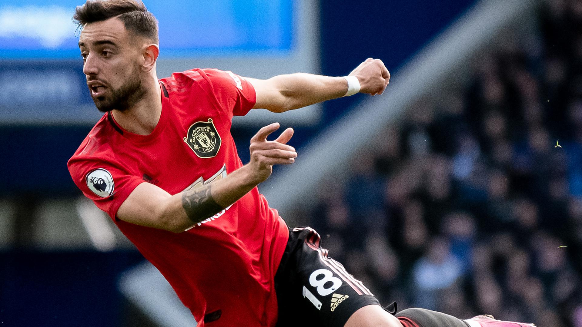 Bruno Fernandes goal during Everton 1 Man Utd 1 on 1 March 2020 ...