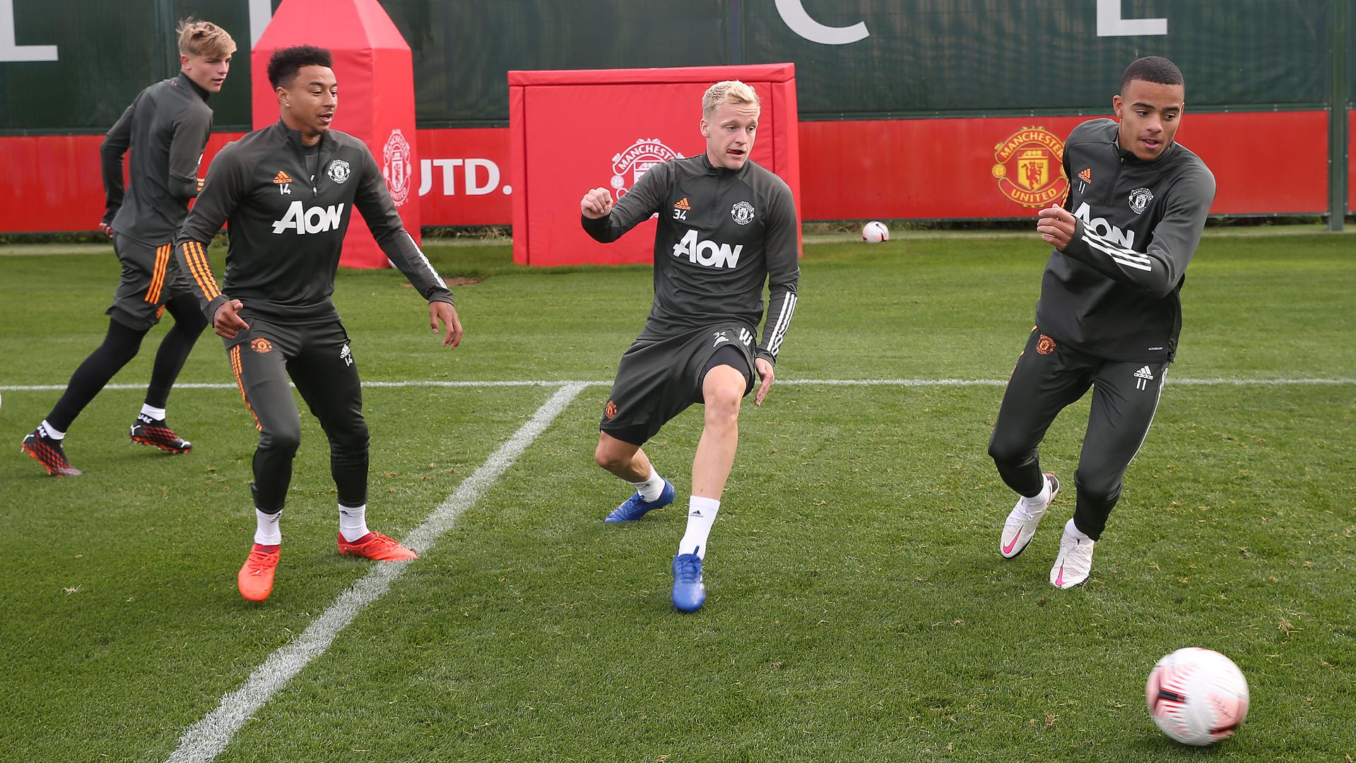 Man Utd players train at the Aon Training Complex ahead of the Crystal ...