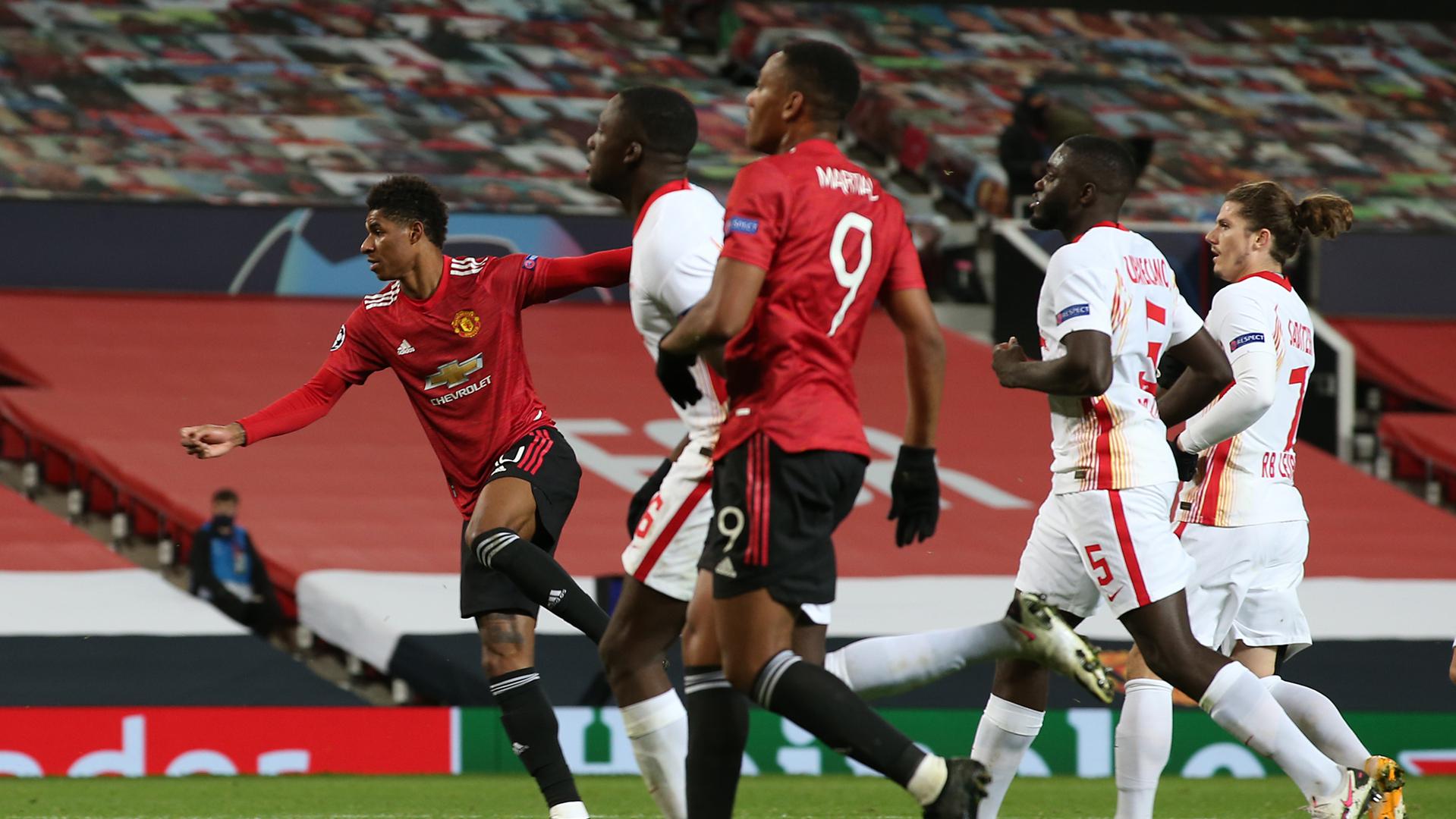 Champions League hat trick Marcus Rashford v RB Leipzig 28 October 2020 ...