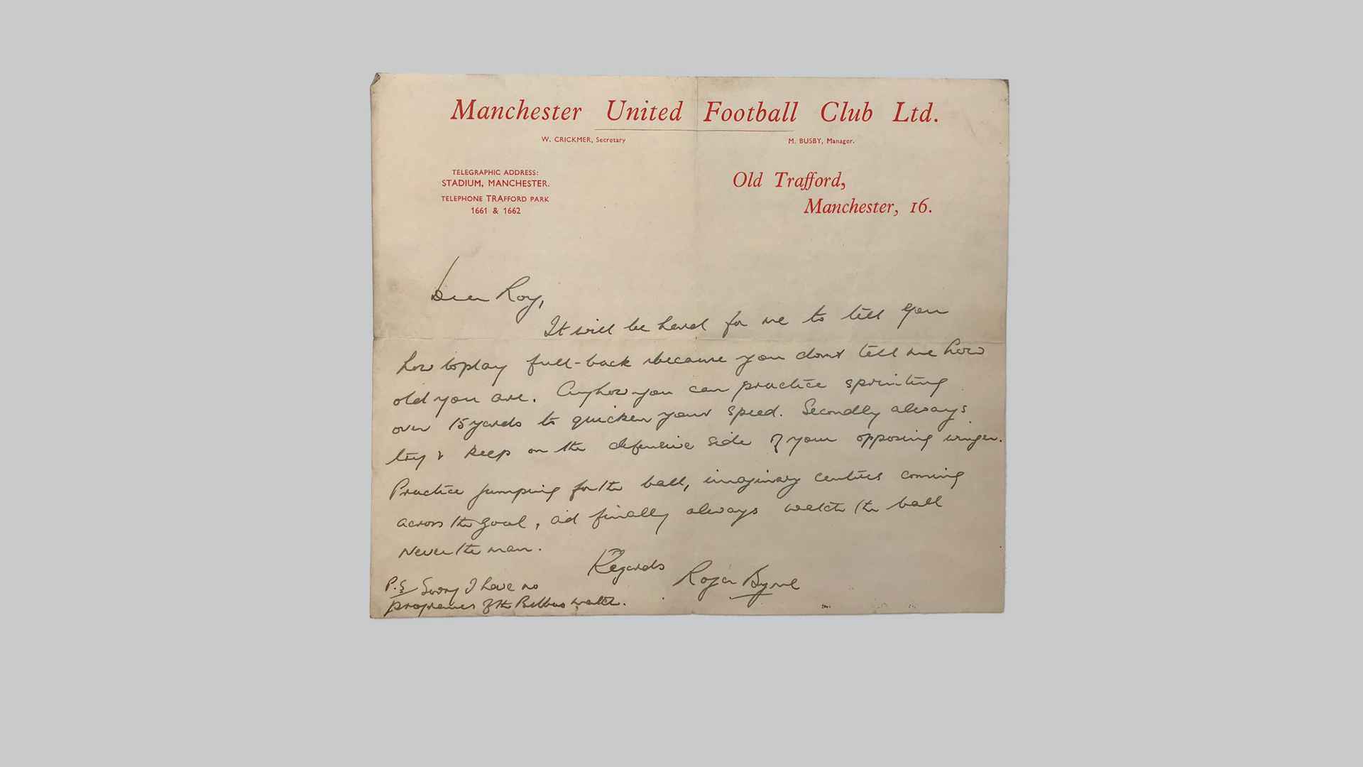 Man Utd Museum Collection of Letters | Manchester United