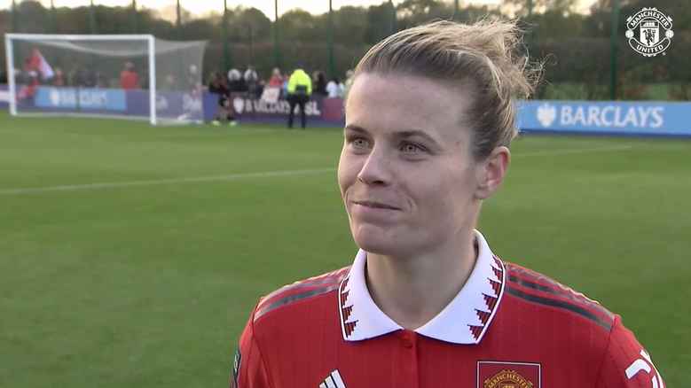 Hayley Ladd reacts to Everton v Man Utd Women on 30 October 2022 ...