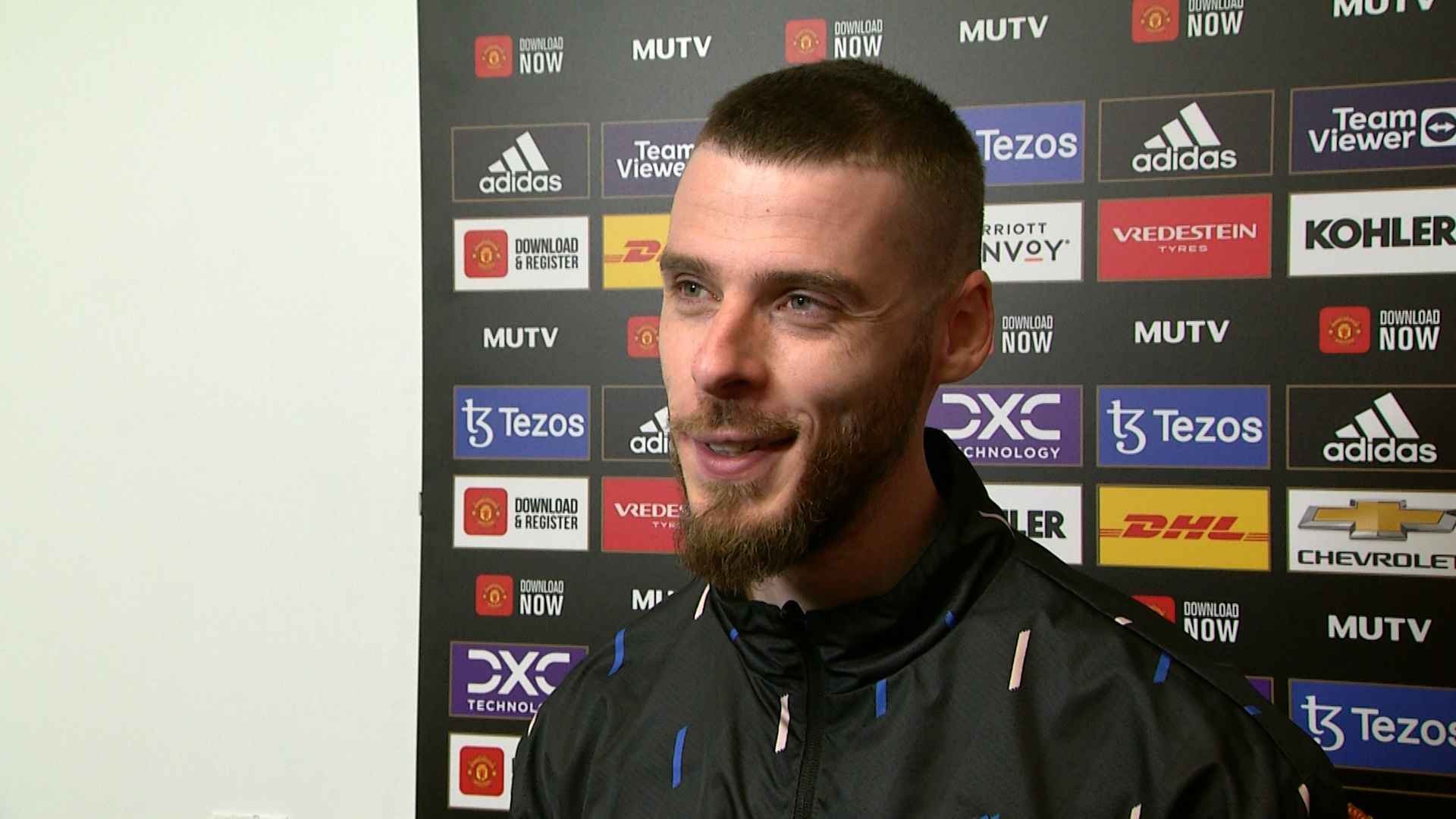David De Gea reacts to 2 0 win over Everton 8 April | Manchester United