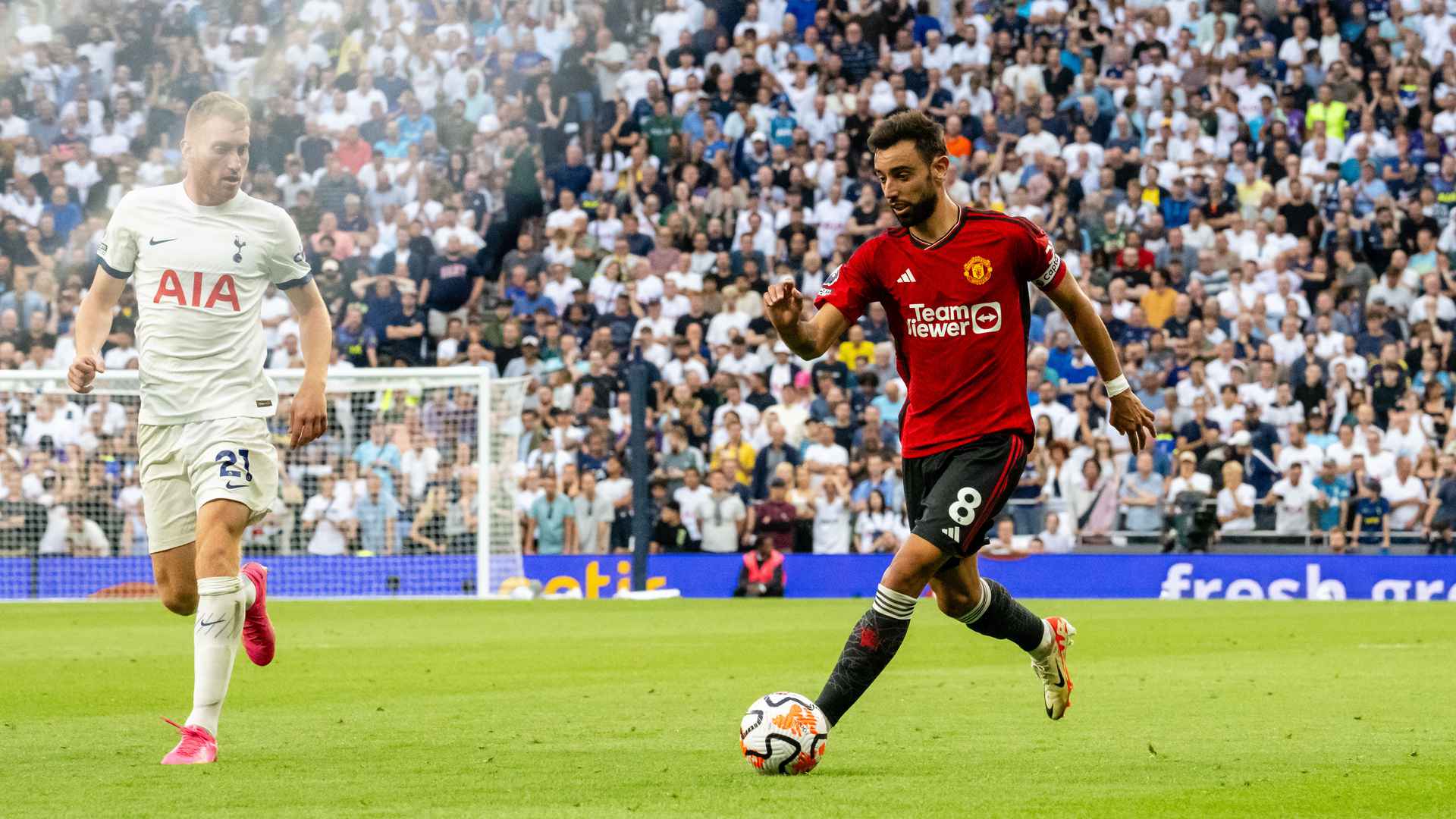 WSC Bruno Fernandes rabona pass to Marcus Rashford Tottenham Hotspur v ...