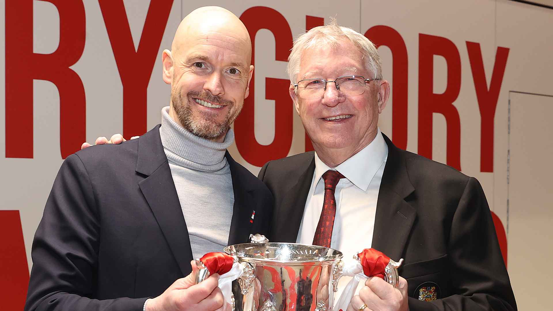 Sir Alex shares a hug with Erik ten Hag at Wembley | Manchester United