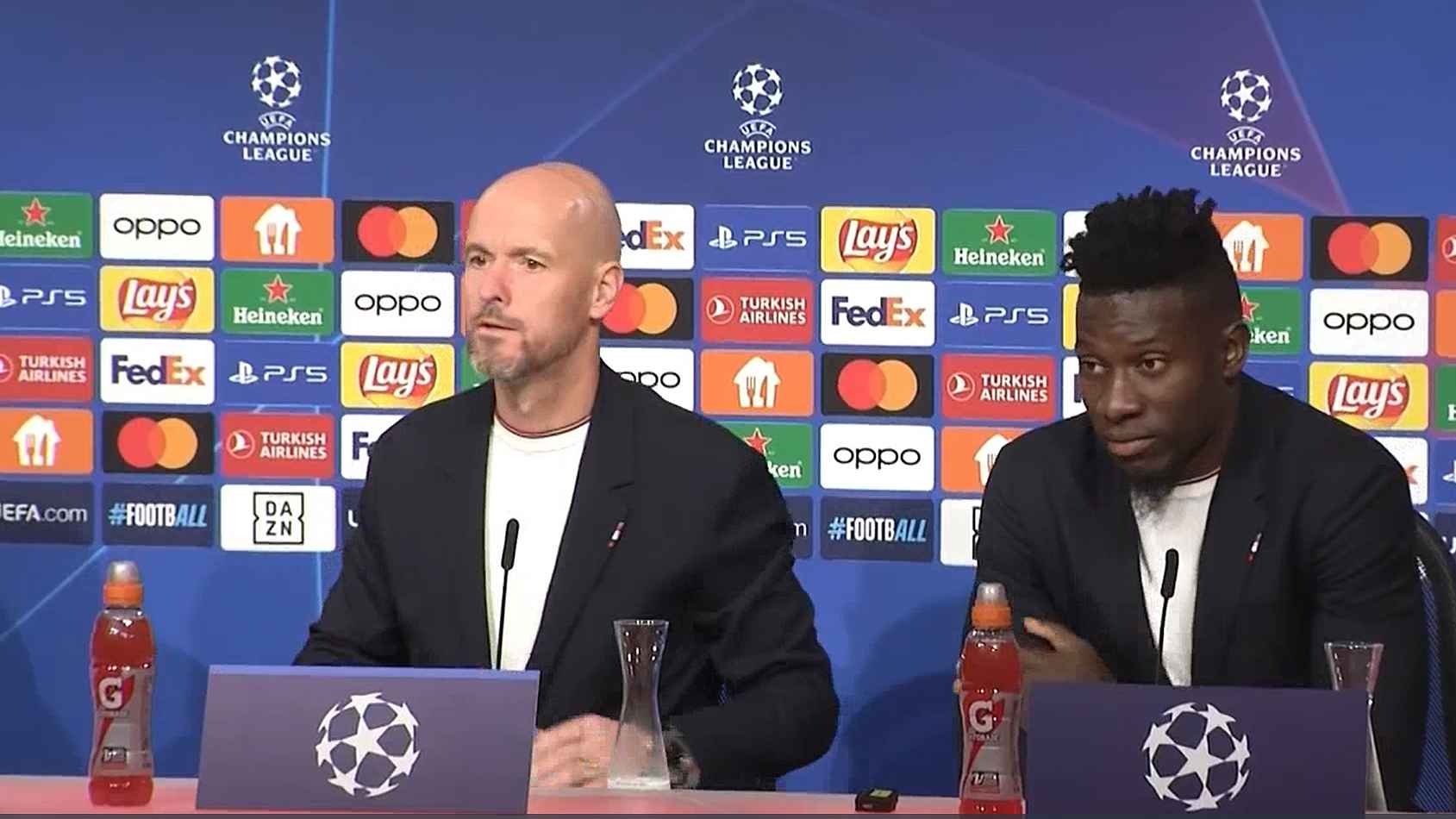 Erik Ten Hag And Andre Onana Press Conference Video For Bayern Munich V