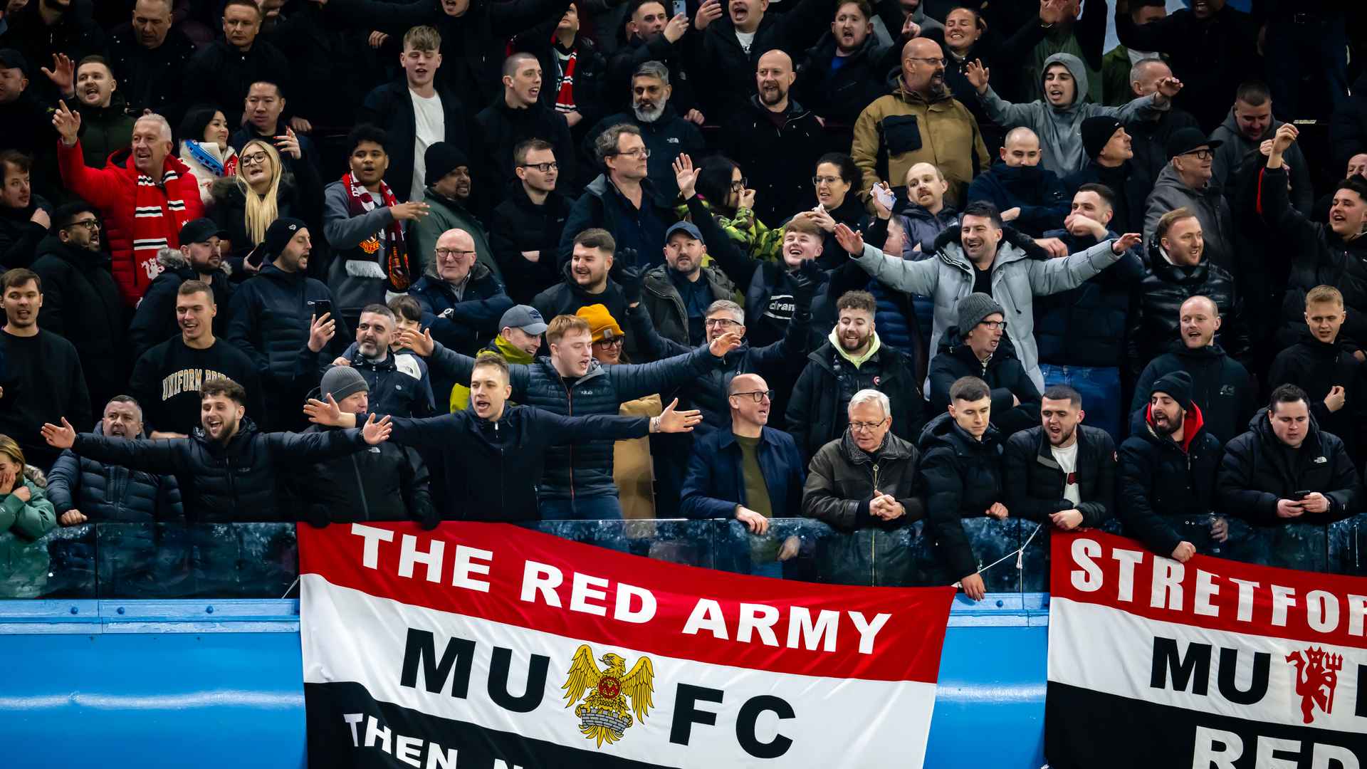 Gallery of Man Utd fans at Villa Park for Premier League match against ...