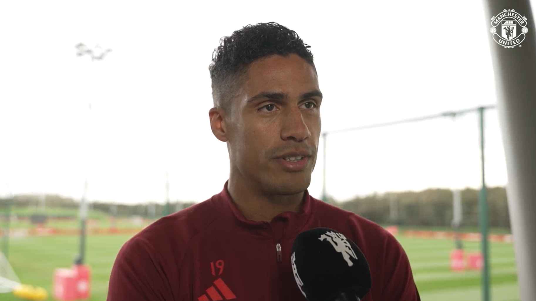 Raphael Varane speaks to club media before Man Utd v Galatasaray 3 ...