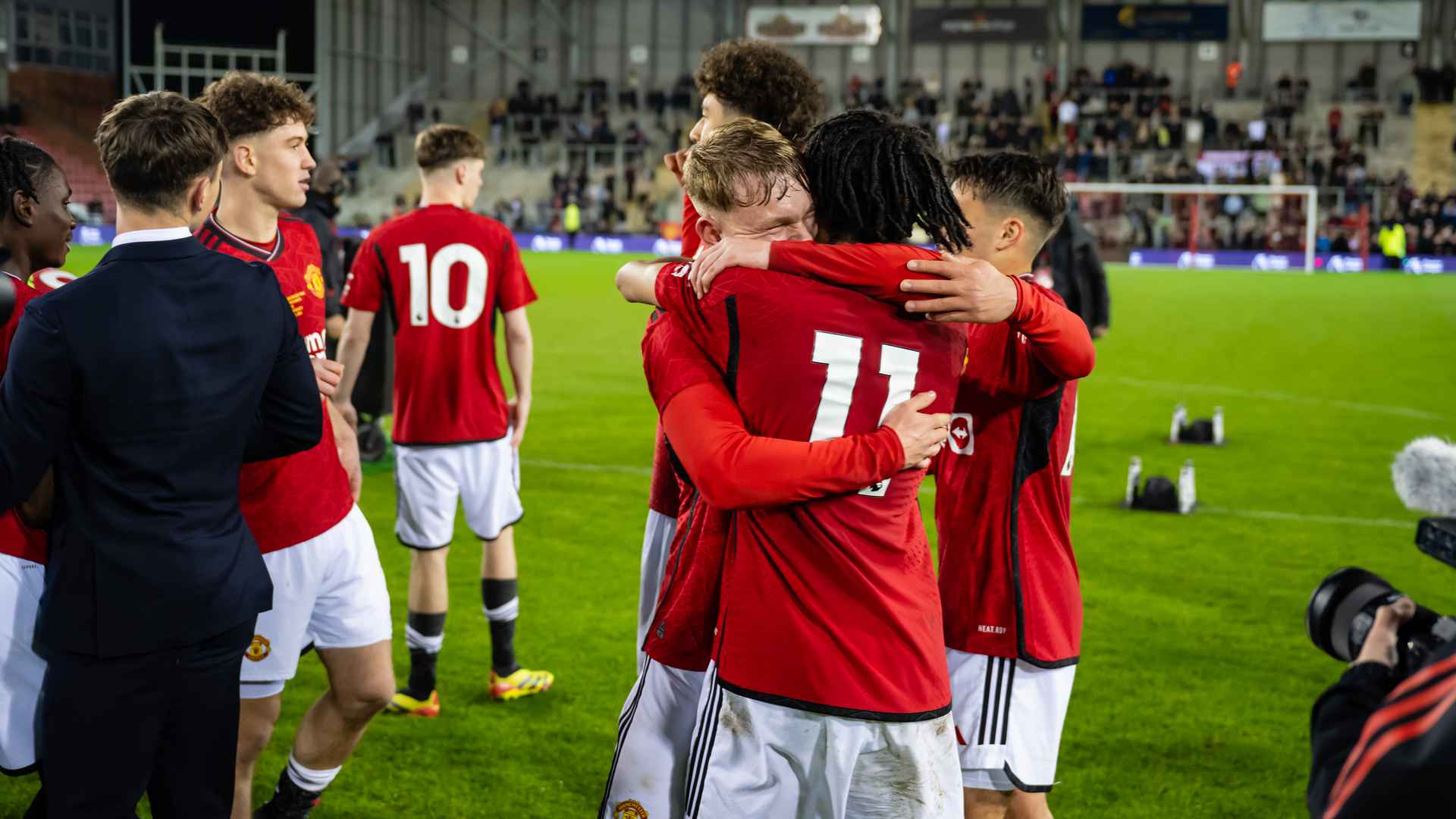 Man Utd U18 players Elyh Harrison, Louis Jackson, James Scanlon, Ethan ...