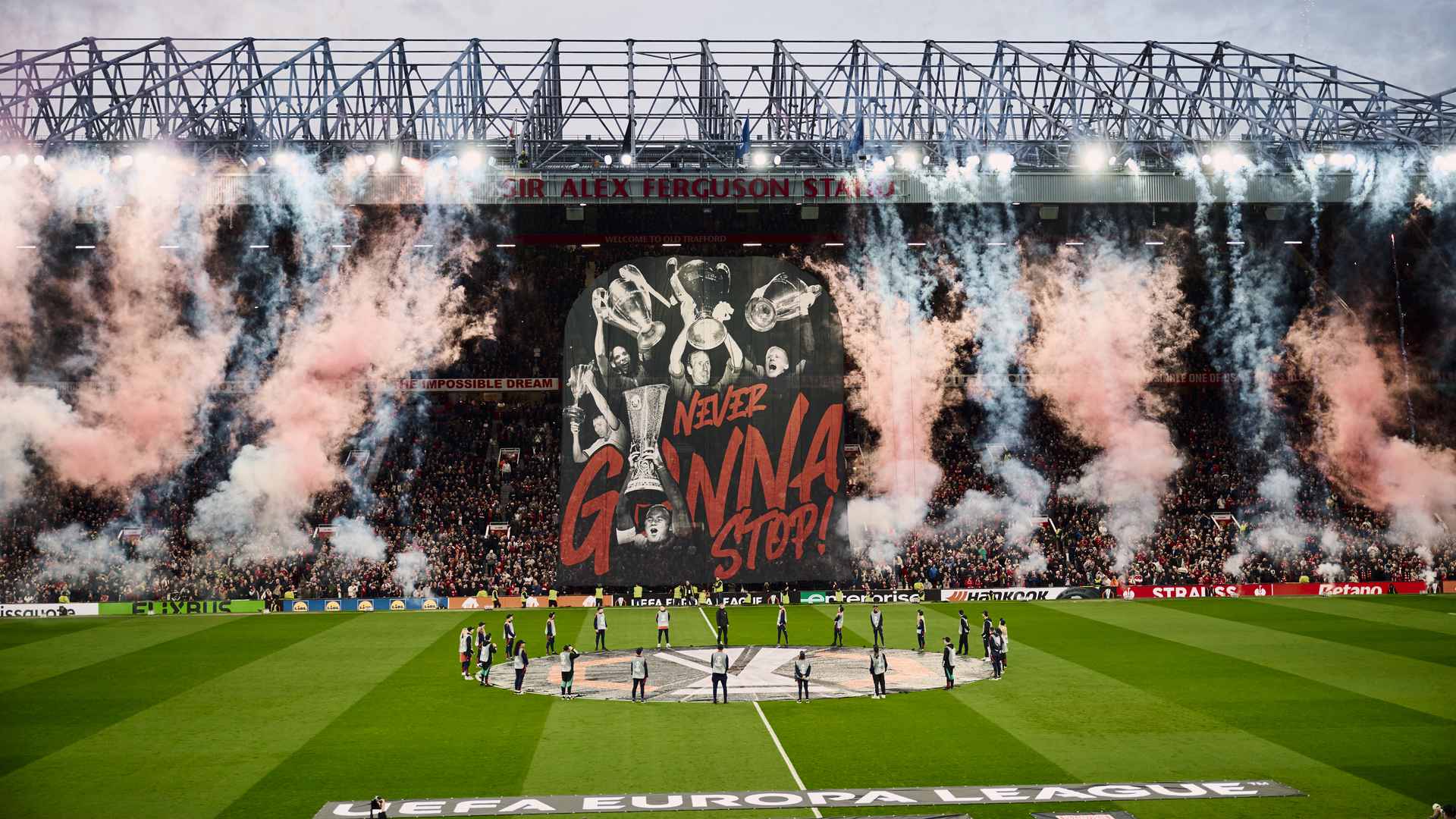 Gallery Old Trafford first tifo banner before Man Utd v Lyon | Manchester United