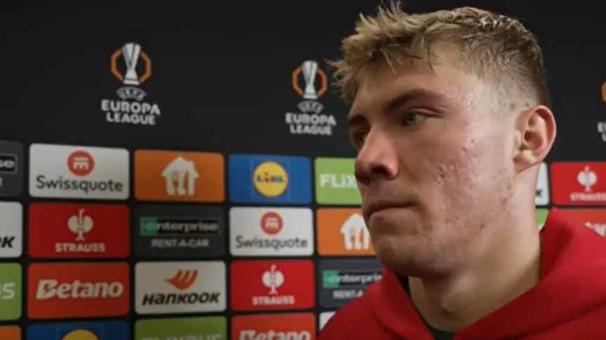Rasmus Hojlund interview after Viktoria Plzen v Man Utd 12 December ...